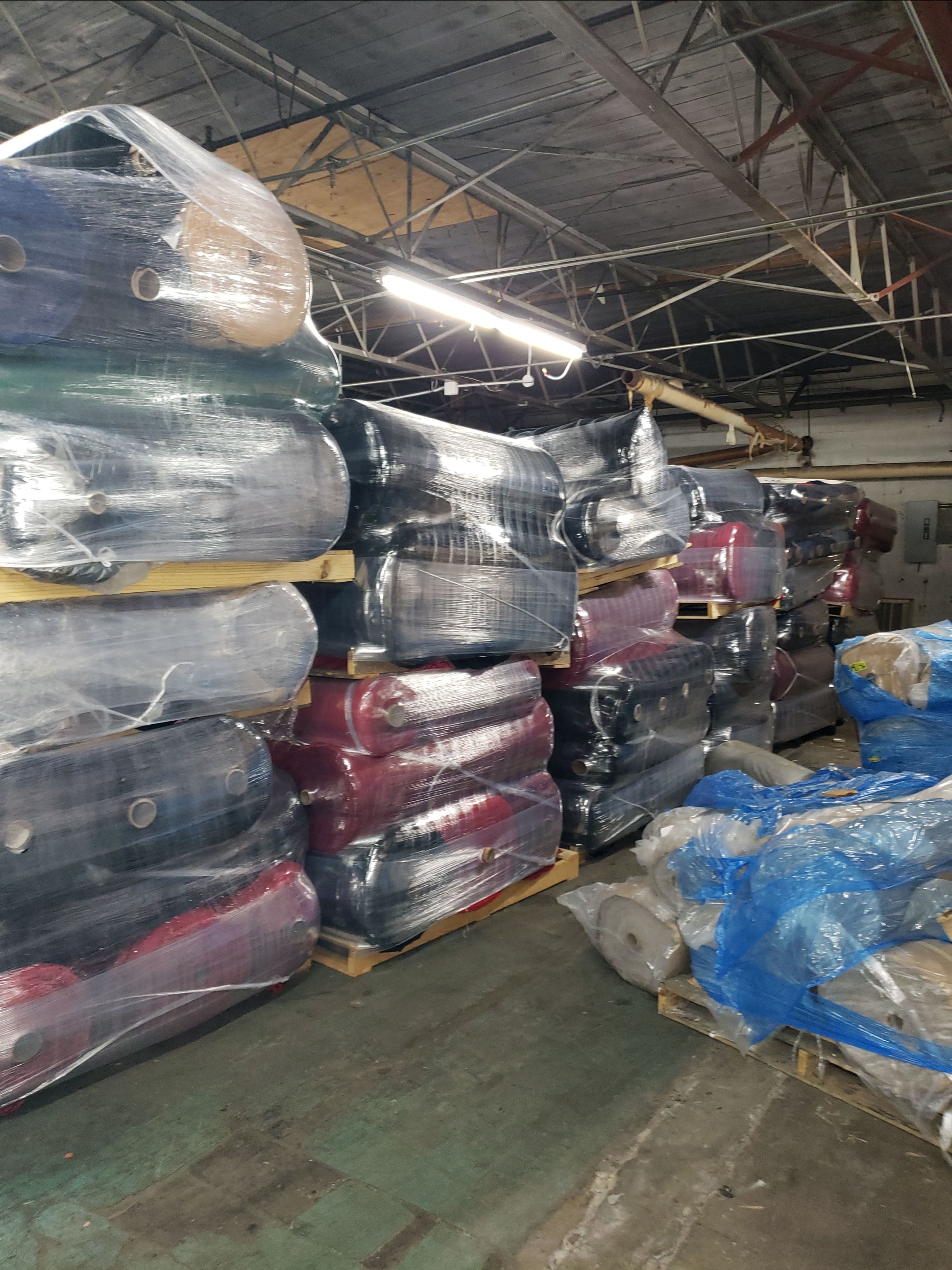 Containers of Nice Velvet Fabric Rolls - Made in USA