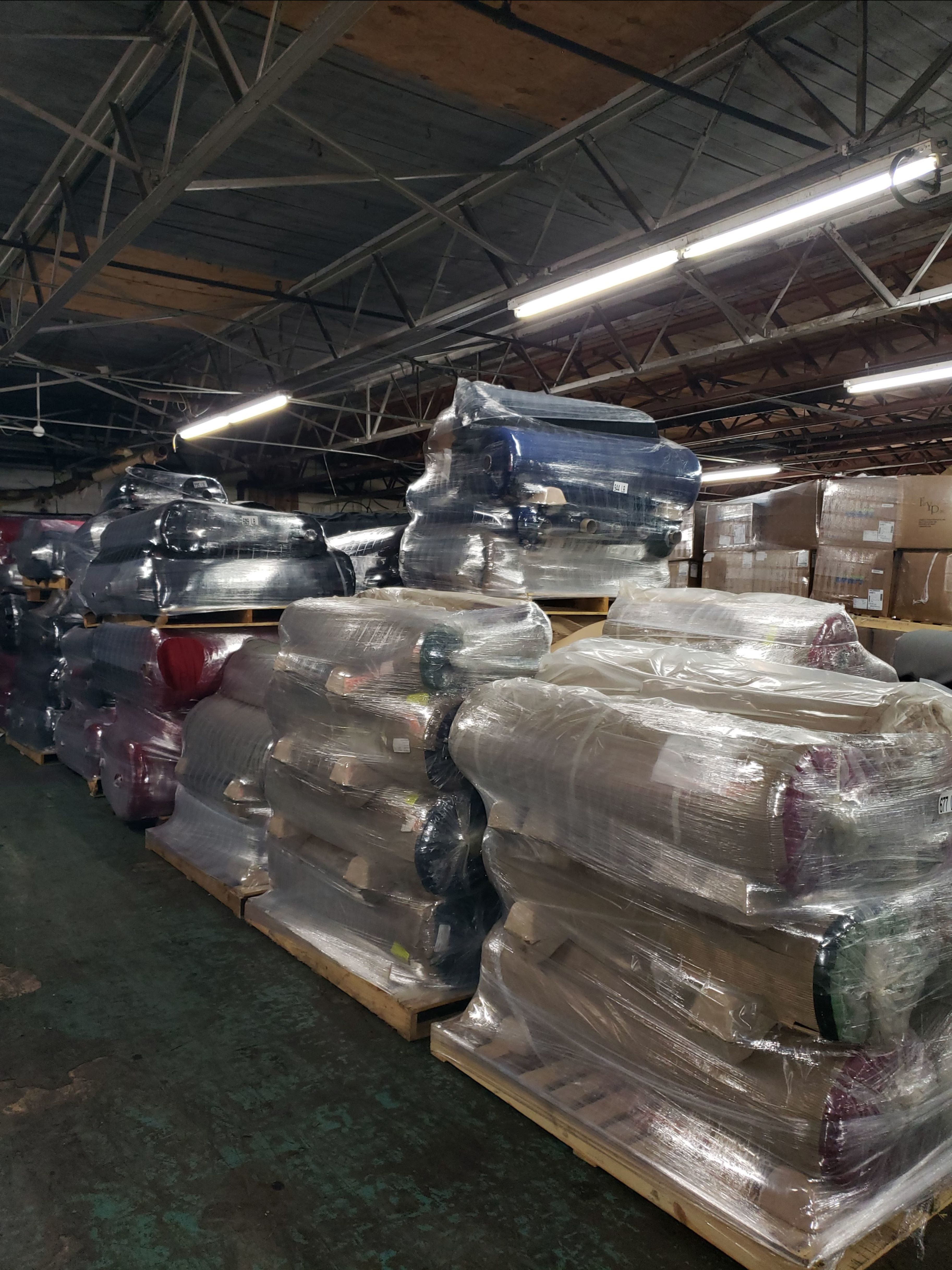 Containers of Nice Velvet Fabric Rolls - Made in USA